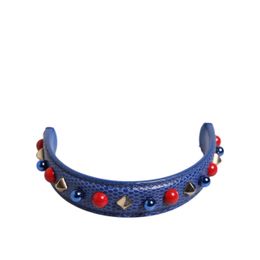 Dolce & Gabbana Blaue verzierte Lederhandtaschen-Tragegurt f&uuml;r Damen