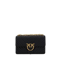Pinko Schwarze Kalbleder Bos Taurus Schultertasche