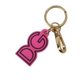 Dolce & Gabbana Dolce & Gabbana Pink Gummi Goldfarbener Metall DG Logo Schl&uuml;sselanh&auml;nger