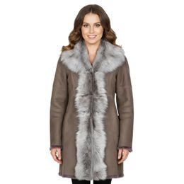 Damen-Trenchcoat aus taupefarbenem Toscana-Schafsveloursleder &ndash; Celeste