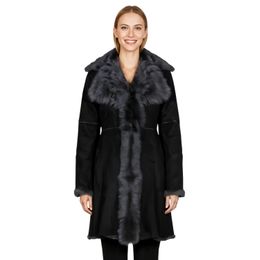 Grauer Damen-Trenchcoat aus toskanischem Schafveloursleder &ndash; Celeste