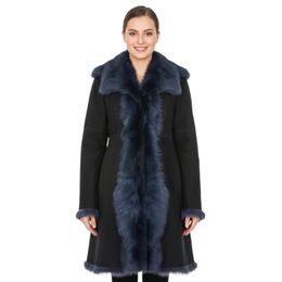 Damen-Trenchcoat aus marineblauem toskanischem Schafveloursleder &ndash; Celeste