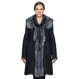 Schwarzer und silberner Trenchcoat aus toskanischem Schafveloursleder &ndash; Celeste