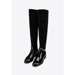 Wittchen Damen-Lederstiefel mit Kette, Schwarz, Naturleder
