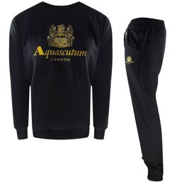 Aquascutum - "London" Trainingsanzug-Set f&uuml;r Herren, Rundhalsausschnitt (Schwarz)