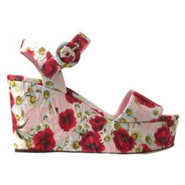 Dolce & Gabbana Blumen-Mohnblumen und G&auml;nsebl&uuml;mchen Keil-Sandalen