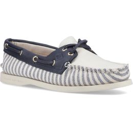 Sperry Authentisch Original Textile Damen Wei&szlig;/Navy Standard Bootsschuhe