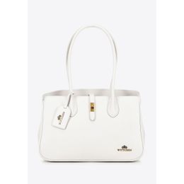 Wittchen Damen-Shopper-Tasche aus Leder mit Quaste, Cremewei&szlig;, Echtleder