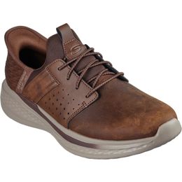 Skechers Slade Zachary Textil Herren Dunkelbraune Weite Schn&uuml;rschuhe