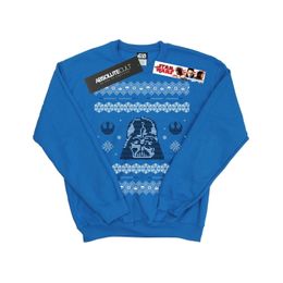 Star Wars Mens Christmas Darth Vader Fair Isle Sweatshirt (Bleu royal)
