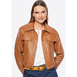 Wittchen Damen-Lederjacke in Braun mit Patten
