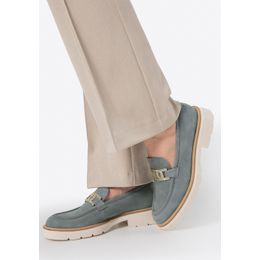 Wittchen Damen-Mokassins aus echtem Leder mit Schnalle, blau, Naturleder