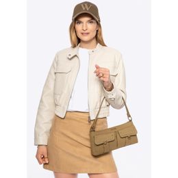 Wittchen Damen-Schultertasche mit Taschen, khaki, Baumwolle