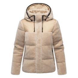 Marikoo Damen Teddy Puffer Jacke mit Kapuze & Rei&szlig;verschluss &ndash; Kaguraa