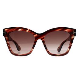 Tom Ford Elvira FT1217 55T farbige Sonnenbrille in Havanna-Bordeaux mit Farbverlauf