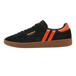 Patrick - "Monaco" Sneaker f&uuml;r Herren, Wildleder, Cupsohle (Schwarz/Orange)