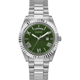 Guess Connoisseur GW0265G10 Herren Edelstahlarmbanduhr &mdash; 42 mm gr&uuml;nes Zifferblatt, Tag-Datum, 50m