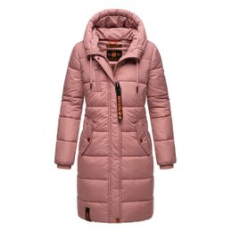 Marikoo Damen Winterjacke &ndash; Lange Steppjacke mit Kapuze & vielen Taschen
