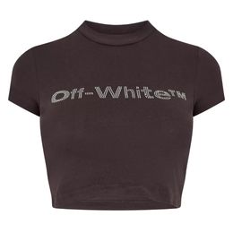 Off-White - "Bling Bounce" kurzes T-Shirt f&uuml;r Damen (Dunkelgrau)
