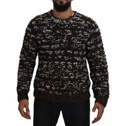 Dolce & Gabbana Metallischer Strickpullover Braun und Wei&szlig;