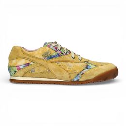 Laura Vita Damen-Sneaker Tivanao-05 aus gelbem Leder mit Blumenmuster