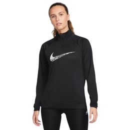 Nike Dri-fit Swoosh Running Langarmshirt In Schwarz