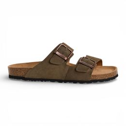 Tamaris Herren-Sandalen aus olivgr&uuml;nem Leder mit Fu&szlig;bett