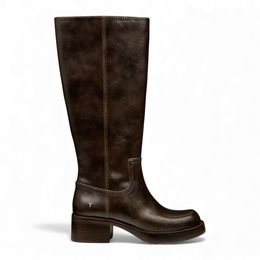 Windsor Smith Windsorsmith Damen-Reitstiefel aus espressobraunem Kunstleder, kniehoch - Technik