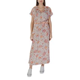 B.Young Blumiges Maxikleid mit V-Ausschnitt und kurzen &Auml;rmeln