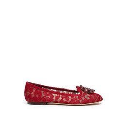 Dolce & Gabbana Spitzenballerinas Rote Verzierte Ballerinas