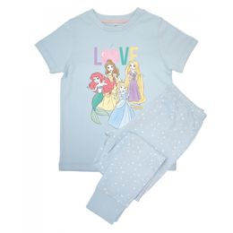 Disney - "Love" Schlafanzug mit langer Hose AOP f&uuml;r M&auml;dchen kurz&auml;rmlig (Babyblau)