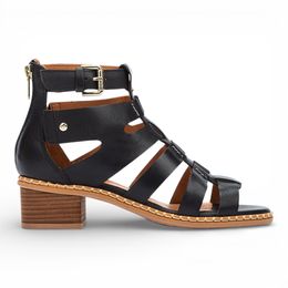 Pikolinos Damen-Gladiator-Sandalen aus schwarzem Leder mit Blockabsatz - Blanes
