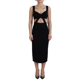 Dolce & Gabbana Ausschnitt Midi Kleid Schwarzes &Auml;rmelloses Kleid