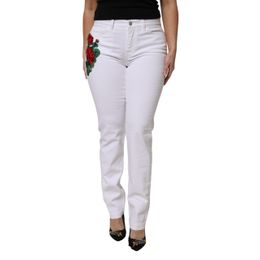 Dolce & Gabbana Blumen bestickte gerade Jeans