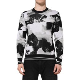 Dolce & Gabbana Bedruckter Baumwoll-Pullover mit langen &Auml;rmeln