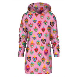 Mr. Gugu & Miss Go "Pink Mexican Hearts" Oversize Hoodie-Kleid