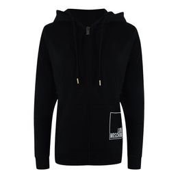Love Moschino Schwarzer Zip-hoodie, Gr&ouml;&szlig;e S, Wei&szlig;es Logo