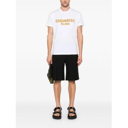 DSQUARED Flock-Logo-T-Shirt in Wei&szlig;