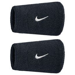 Nike - "Classic" Armband, Doppelbreit, Swoosh (2er-Pack) (Schwarz/Wei&szlig;)