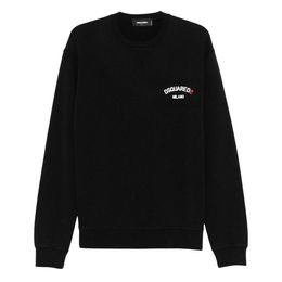 Dsquared2 Schwarzes Sweatshirt Mit Kleinem Milano-logo, L&auml;ssige Passform