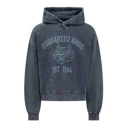 Dsquared2 Bros Est 1964 Logo Distressed Cypro Navy Blue Hoodie
