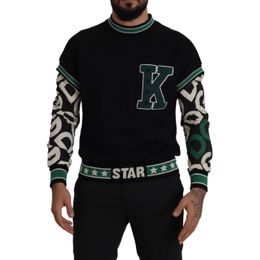 Dolce & Gabbana Schwarzes Baumwoll-Sweatshirt mit Rundhalsausschnitt