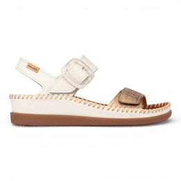 Pikolinos Damen Wei&szlig;e Leder Leichte Sommer-Keilsandalen - Cadaques