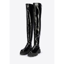 Wittchen Damen-Lackleder-Stiefel, hoch, schwarz