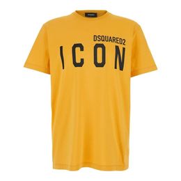 Dsquared2 Sonnenblumengelbes T-shirt Gro&szlig;es Schwarzes Logo