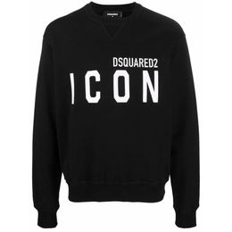 Dsquared2 Schwarzes Sweatshirt Gro&szlig;es Icon Cooles Schwarzes Logo
