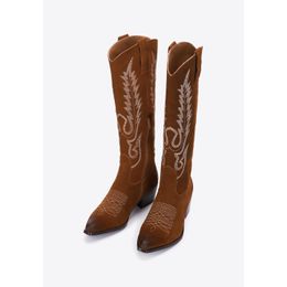 Wittchen Damen-Cowboystiefel aus Wildleder mit Stickerei, hoher Schaft