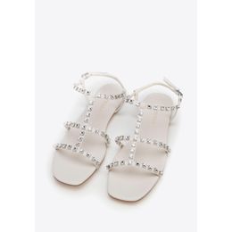 Wittchen Damen-Ledersandalen mit Kristallen, Creme, Naturleder