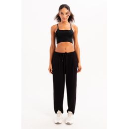 JUSTEVER Oversize Fit Jogginghose f&uuml;r Damen mit elastischem Bund, Tasche und entspanntem Schnitt &ndash; Schwarz &ndash; Flex