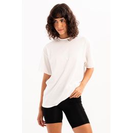 JUSTEVER Damen-T-Shirt aus 100 % Baumwolle, Oversize-Passform, Rundhalsausschnitt, Ecru - Halo